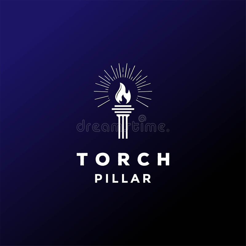 Pillar Column Burn Torch Fire Flame Light Logo Design Vector Stock ...