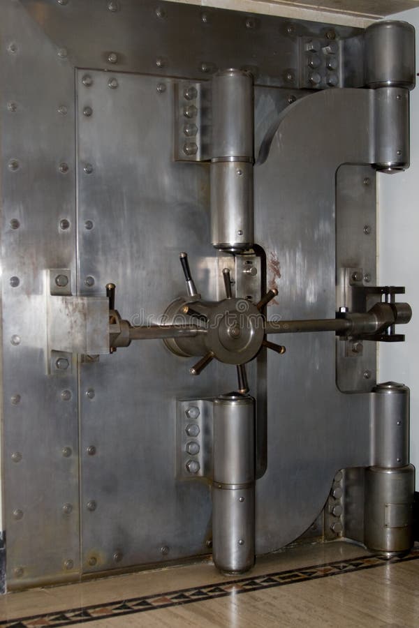 Front of Bank Vault Massive Door Handle Combination Lock Dial Stock ...