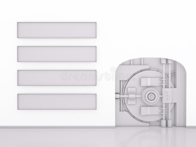Vault Door and Banner Stripes on White, 3D Stock Illustration ...