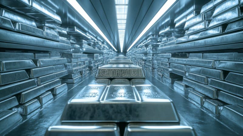 A Vault Filled with Stacked Silver Bars Stock Photo - Image of ...