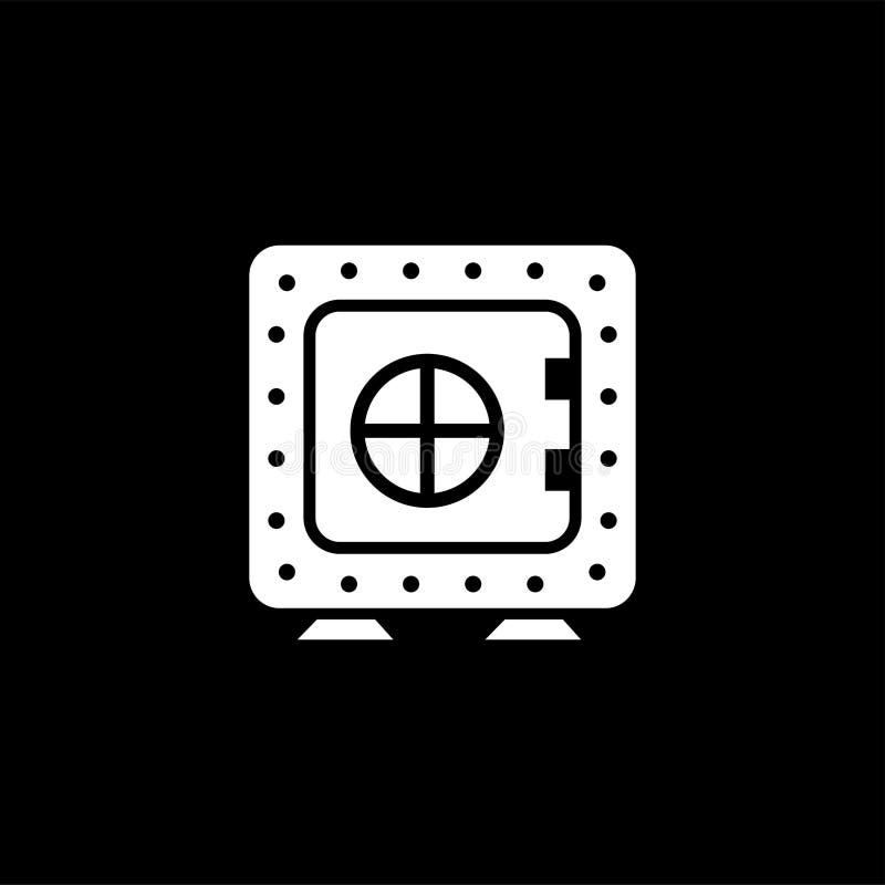 Vault Line Icon on Black Background. Black Flat Style Vector ...