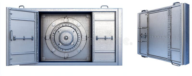 Vault with Metal Doors on a White Copy Space Background Stock Image ...