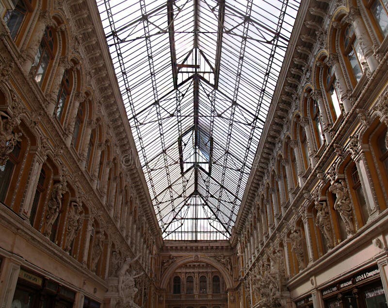 Vault of an Old Building with a Glass Ceiling Editorial Photo - Image ...