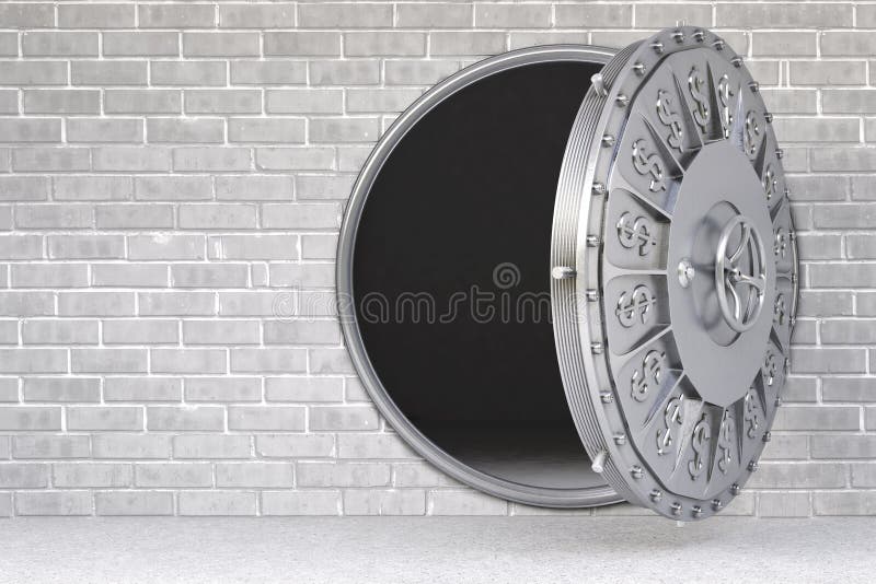 Open Bank Vault Door stock illustration. Illustration of code - 39454715