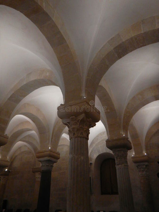 The Vaulted Ceiling of an Ancient Crypt Stock Photo - Image of church ...