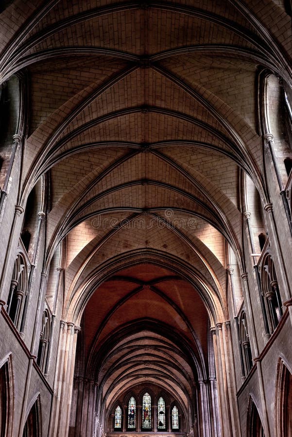 Vaulted Gothic Ceiling and Stained Glass Windows Inside St. Patrick S ...