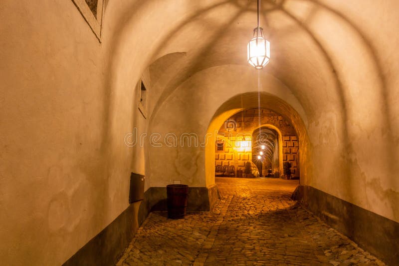 Vaulted Path through a Gate at Cesky Krumlov Chateau, Czech Republ ...