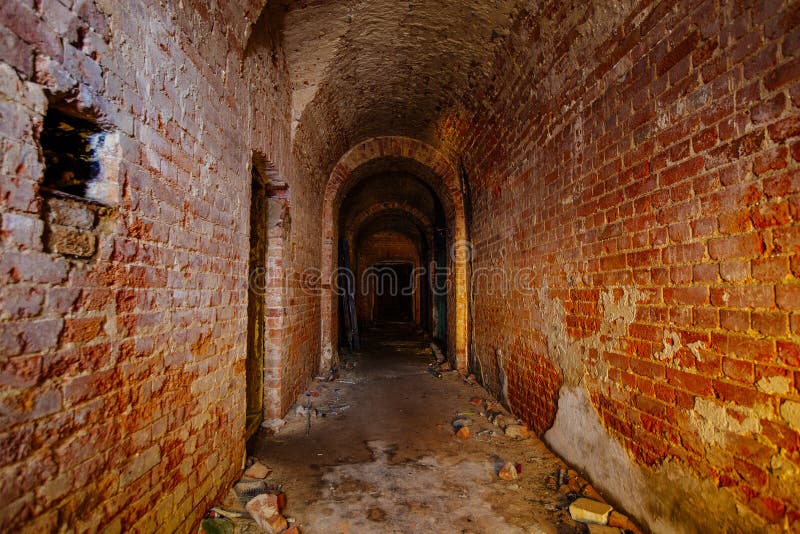 Vaulted Red Brick Dungeon Under Old Castle Stock Image - Image of ...