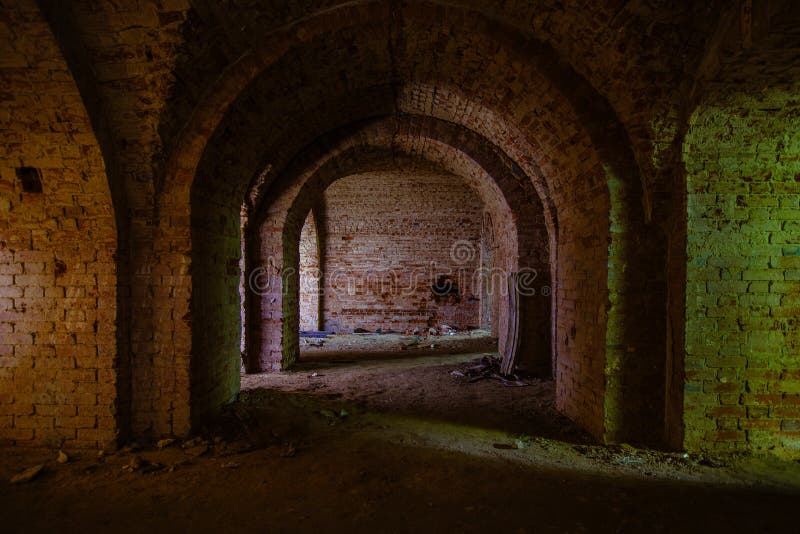 Vaulted Red Brick Dungeon Under Old Mansion Stock Image - Image of ...