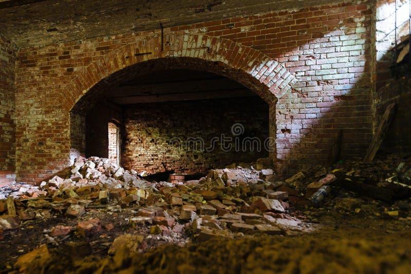 Vaulted Red Brick Dungeon Under Old Mansion Stock Photo - Image of ...