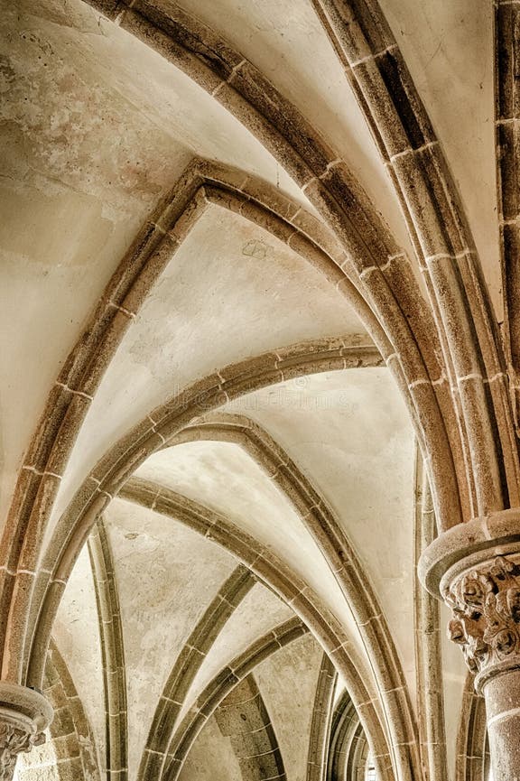 Vaulted Stone Ceiling Abstract Stock Image - Image of arches ...