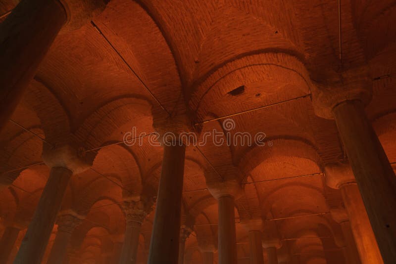 Vaults and Columns of a Historical Building. Cistern Ceiling Stock ...