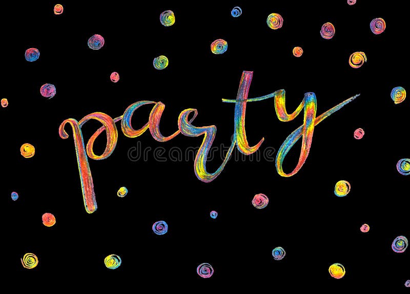 Vaya De Fiesta Las Letras De Invitación Mano Dibujada Con Los Lápices