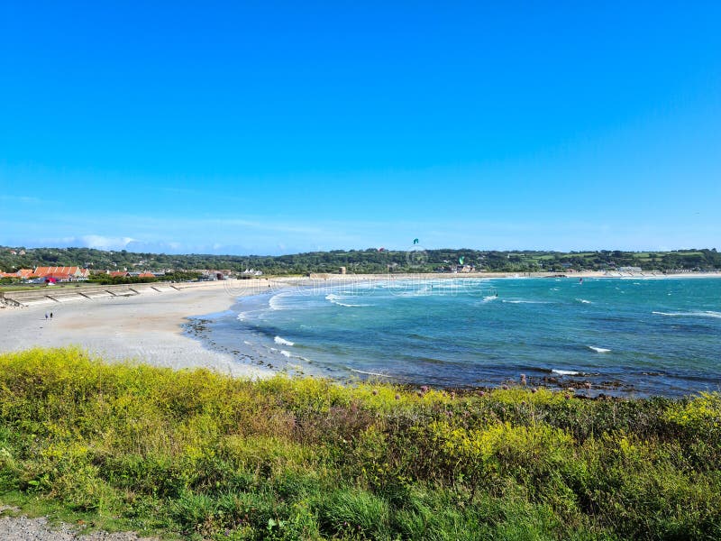 Guernsey Vazon Bay beach stock photo. Image of main, coastal - 44880438