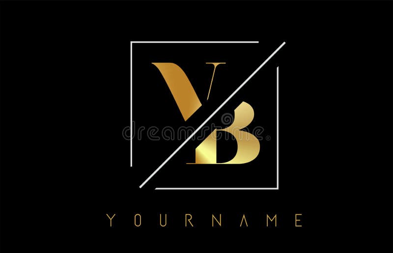 VB Golden Letter Logo with Cutted and Intersected Design Stock Vector ...