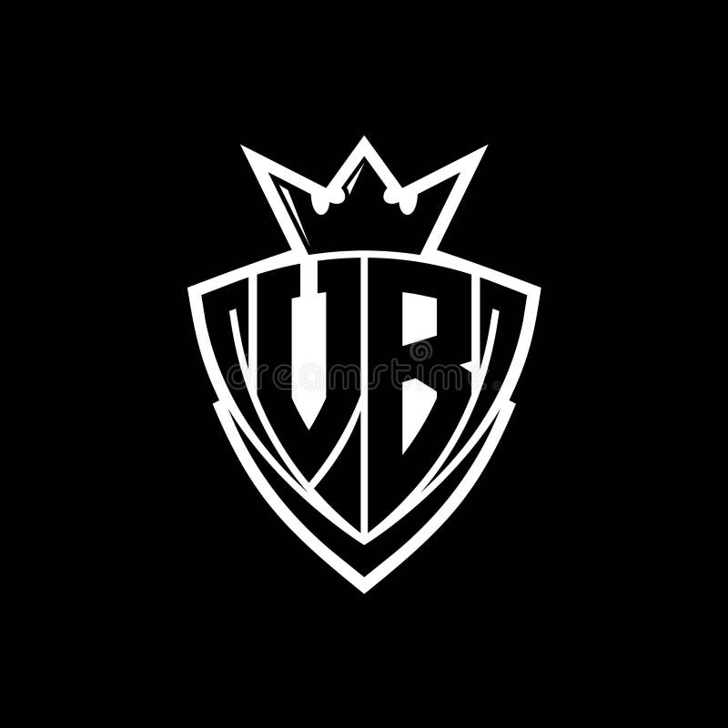 VB Letter Logo with Sharp Triangle Shield Shape with Crown Inside White ...