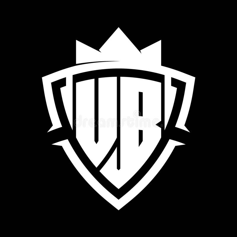 VB Letter Monogram with Triangle Curve Shield Shape with Crown White ...