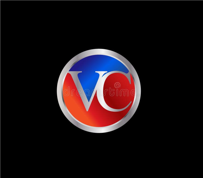 VC Initial Circle Shape Silver Red Blue Color Later Logo Design Stock ...