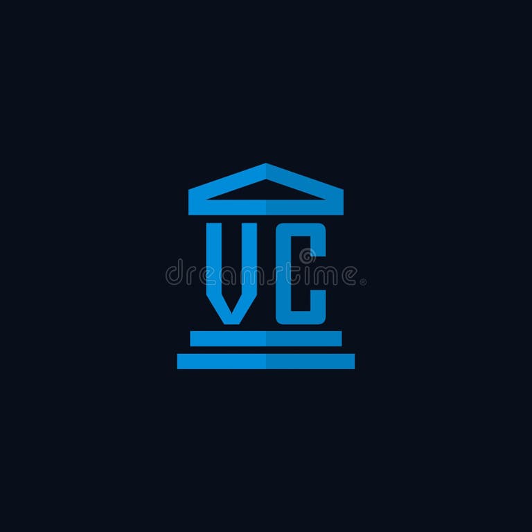 VC Initial Logo Monogram with Simple Courthouse Building Icon Design ...