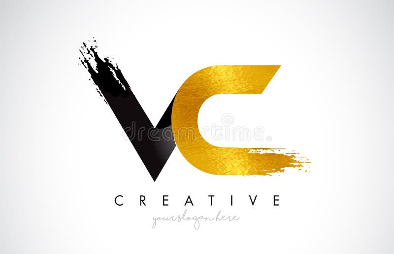 VC Letter Design with Brush Stroke and Modern 3D Look Stock Vector ...