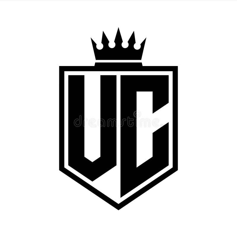VC Logo Monogram Bold Shield Geometric Shape with Crown Outline Black ...