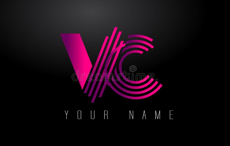 VC Magenta Lines Letter Logo. Creative Line Letters Vector Template ...