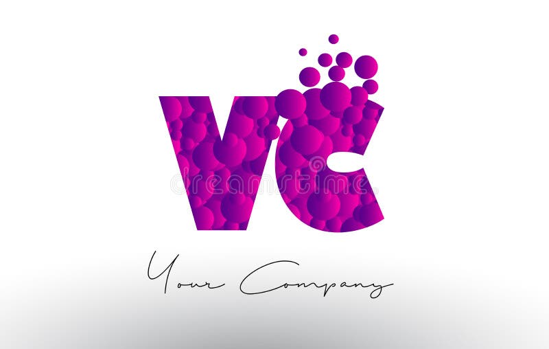 VC V C Dots Letter Logo with Purple Bubbles Texture. Stock Vector ...