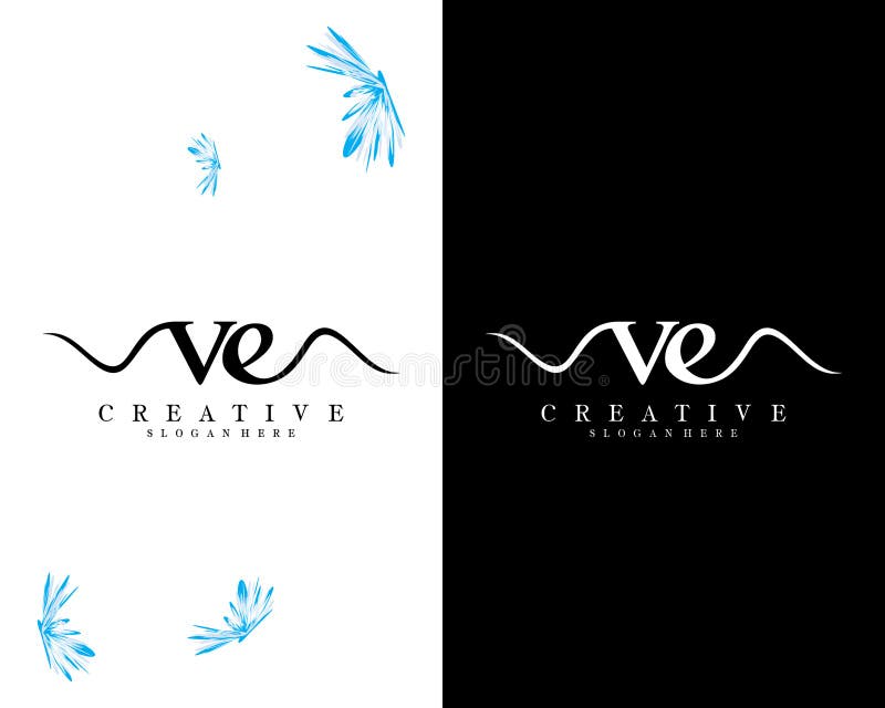 Ve, Ev Letters Creative Handwriting Logo Design Template Vector Stock ...