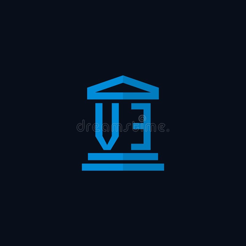 VE Initial Logo Monogram with Simple Courthouse Building Icon Design ...
