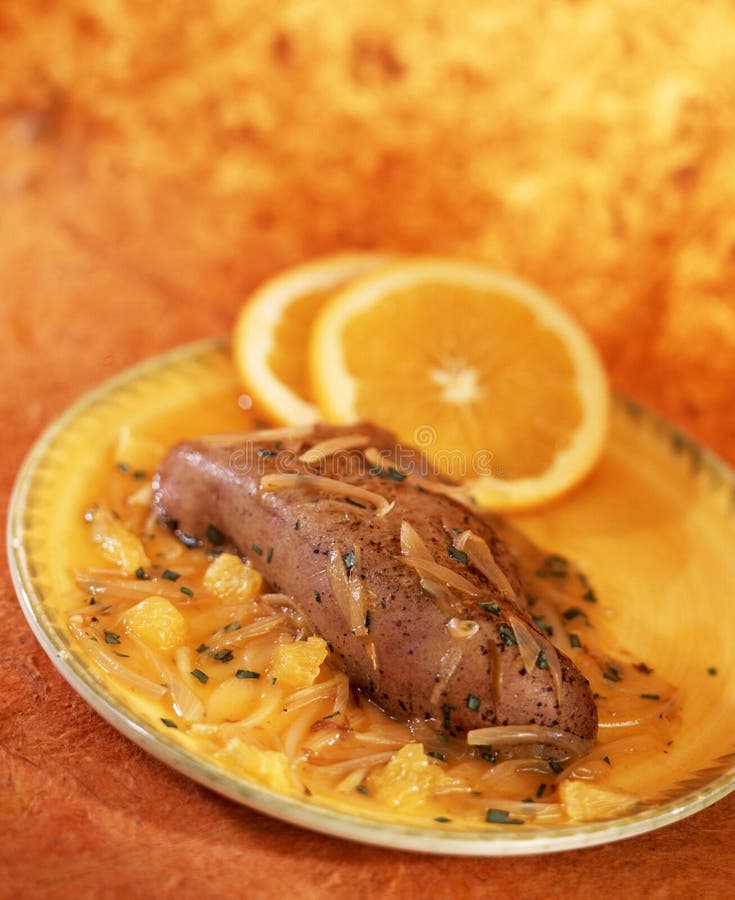 Veal liver with orange stock image. Image of thin, entrails - 23703823