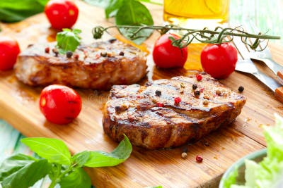 Veal loin steak stock photo. Image of salad, meal, peppercorns - 24490080