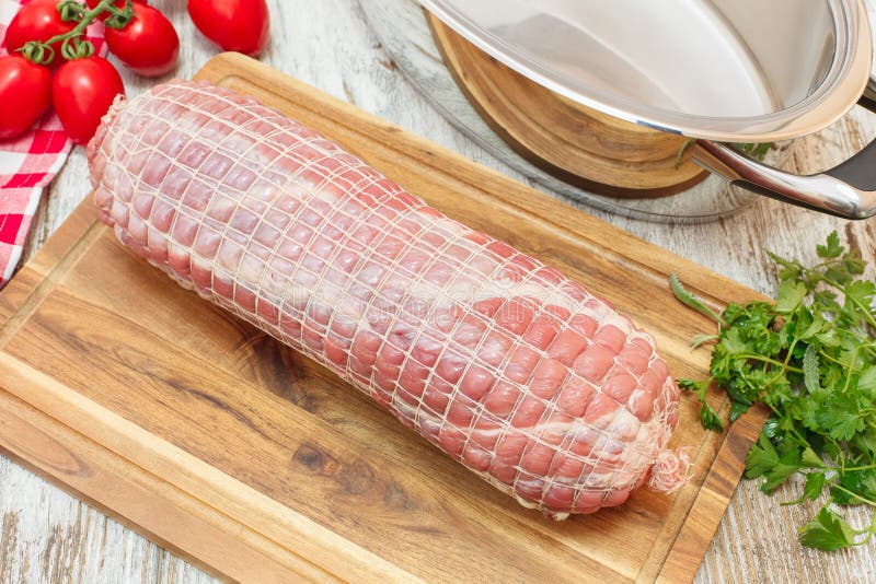 Veal Roulade with Ham and Bacon Stuffing Stock Photo - Image of butcher ...