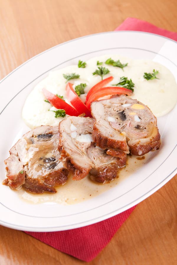 Veal Roulade with Ham and Bacon Stuffing Stock Image - Image of pork ...