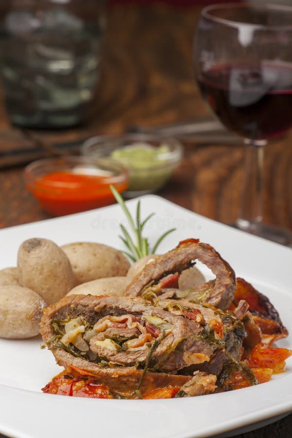 Veal Roulade with Ham and Bacon Stuffing Stock Image - Image of pork ...