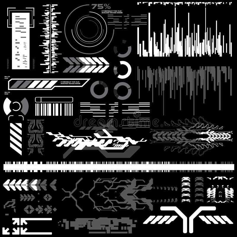Cyberpunk Scifi Gaming Futuristic Icon Pattern Seamless Set Collection ...