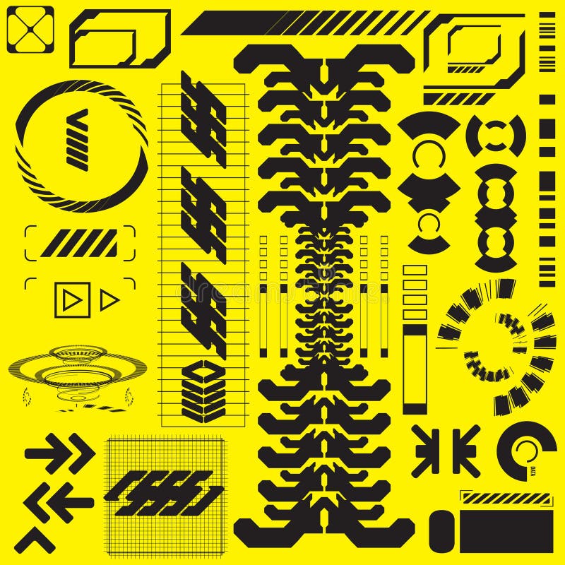 Cyberpunk Scifi Gaming Futuristic Icon Pattern Seamless Set Collection ...