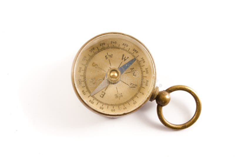 Bussola Antica in Ottone Usurata E Sbiadita Isolata Immagine Stock ...