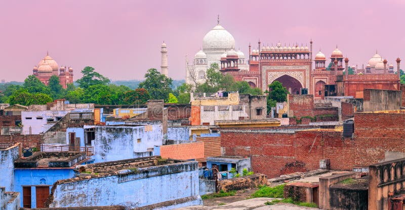 Vecchia Città Di Agra Con Taj Mahal, India Immagine Stock - Immagine di ...