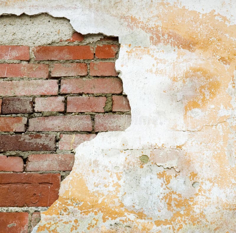 Vecchia Parete Dell'intonaco E Del Mattone Immagine Stock - Immagine di ...