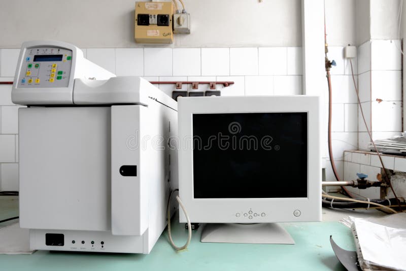 Vecchio Computer D'annata in Laboratorio Fotografia Stock - Immagine di ...
