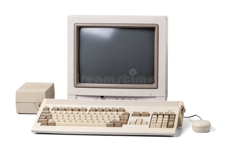 Vecchio Con Computer Personale Immagine Stock - Immagine di bianco ...