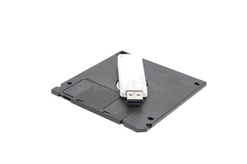 Vecchio Dischetto Con Il Flash Moderno Del Usb Fotografia Stock ...