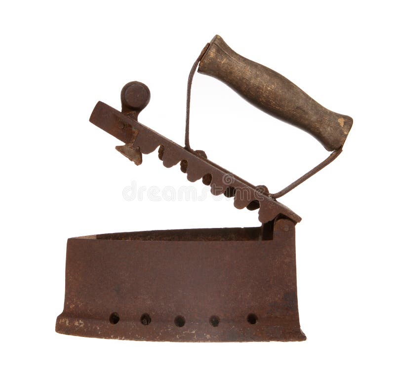 Vecchio Ferro, Flatiron Del Ferro Del Carbone Sul Bianco Immagine Stock ...