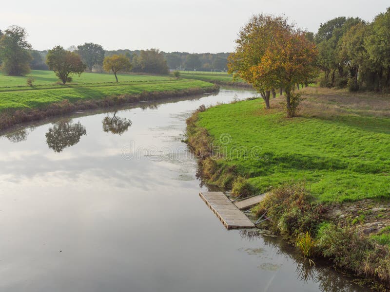 The Vechte River and the City of Emlichheim Stock Image - Image of ...
