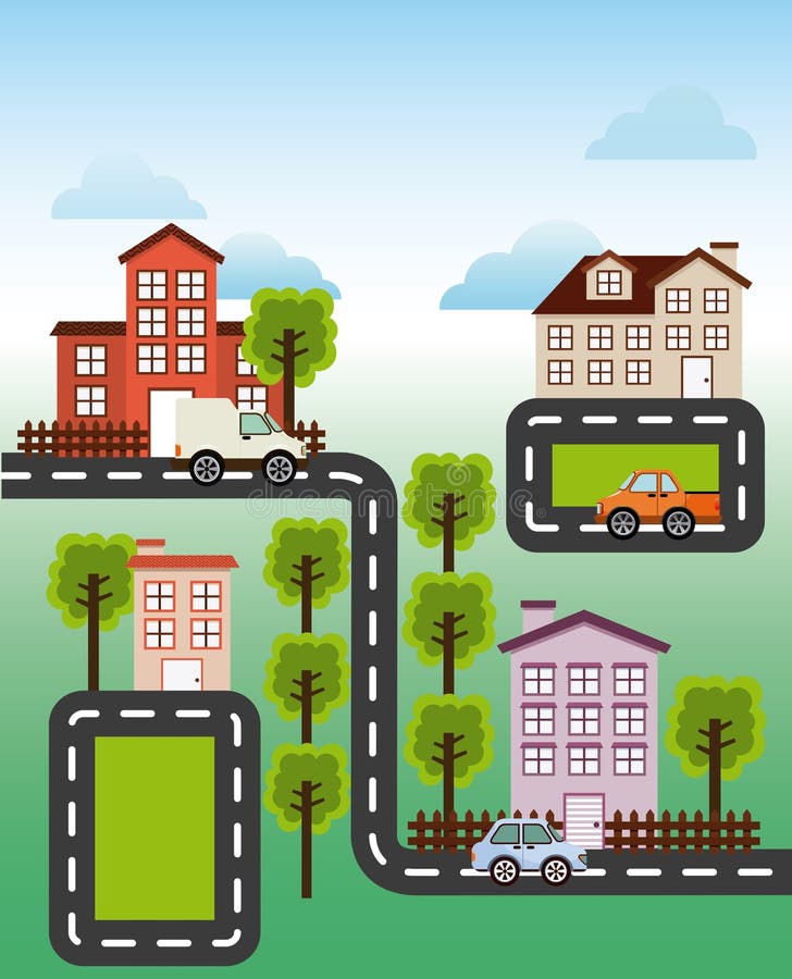 Vecindad agradable ilustración del vector. Ilustración de apartamento ...