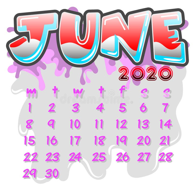Vecteur Calendrier De Juin 2020 Mois Illustration de Vecteur ...