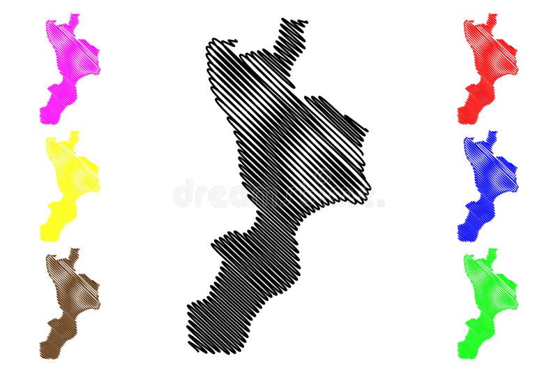 Silhouette De Vecteur De Carte De La Calabre Isolée Sur Le Fond Blanc ...