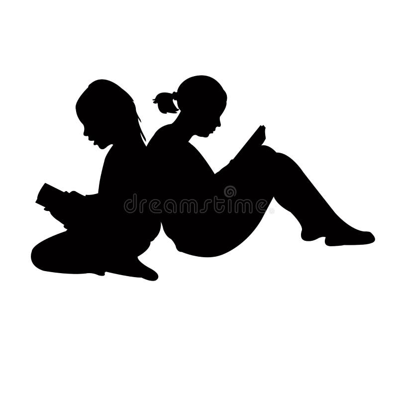 Enfant Lisant Le Livre Vecteur De Silhouette Illustration De Vecteur