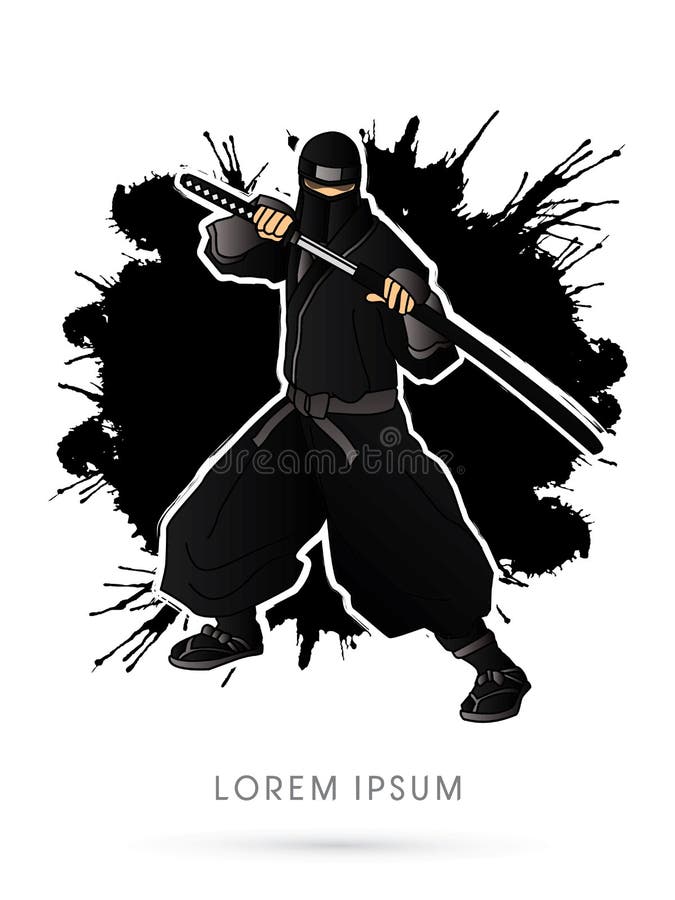 Ninja noir illustration stock. Illustration du noir, lettres - 22696170