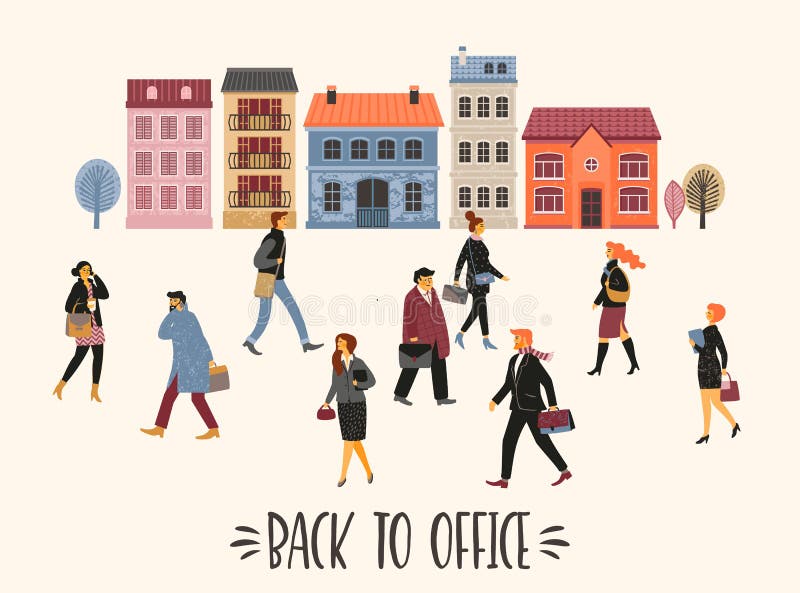 Business People Man And Woman Walking To Work. Vector Illustration ...